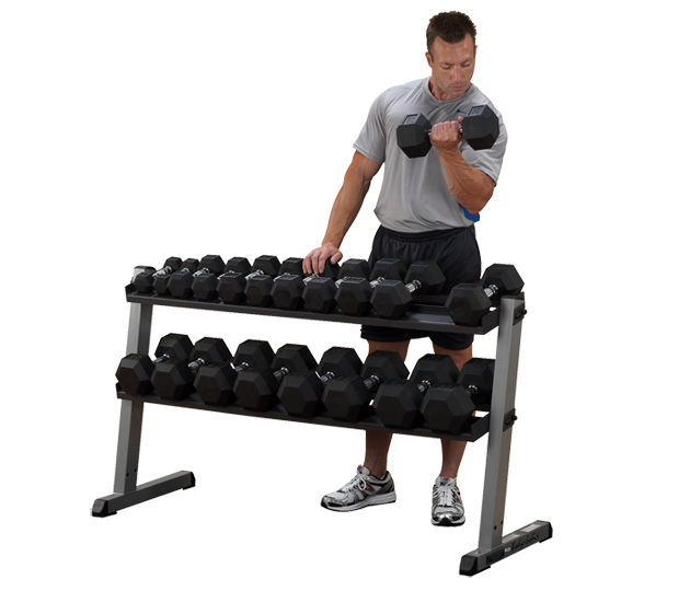 Body solid 62" Wide 2 Tier Dumbbell Rack - Gym Equipment by Xtreme Fitness