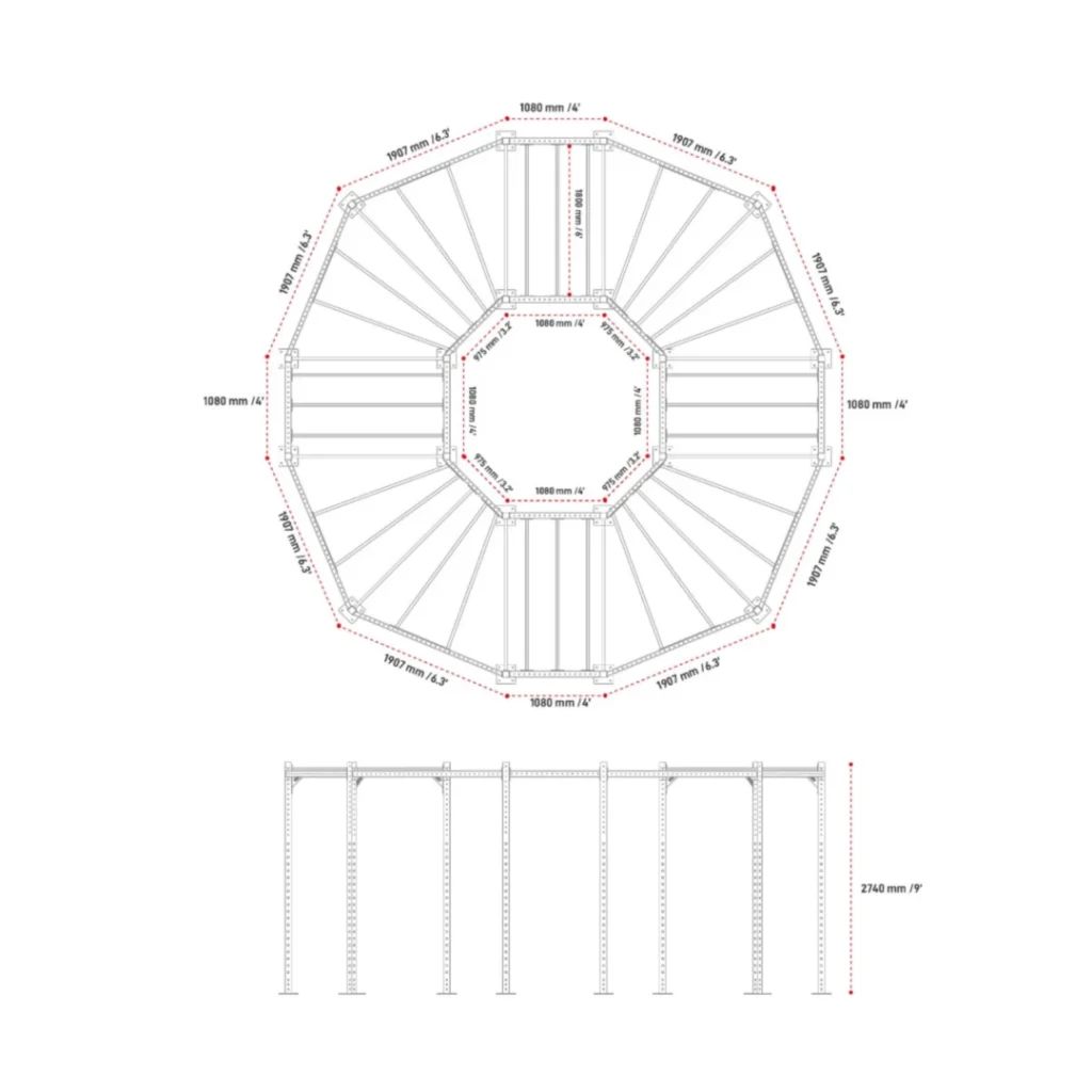 GetRxd Circular Monkey Bar Rig - Basic - Gym Equipment by Xtreme Fitness